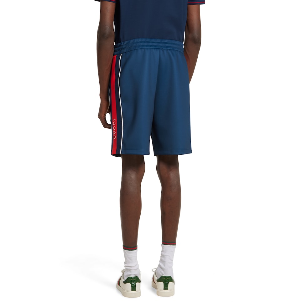 Neoprene shorts with Web in dark blue | GUCCI® US