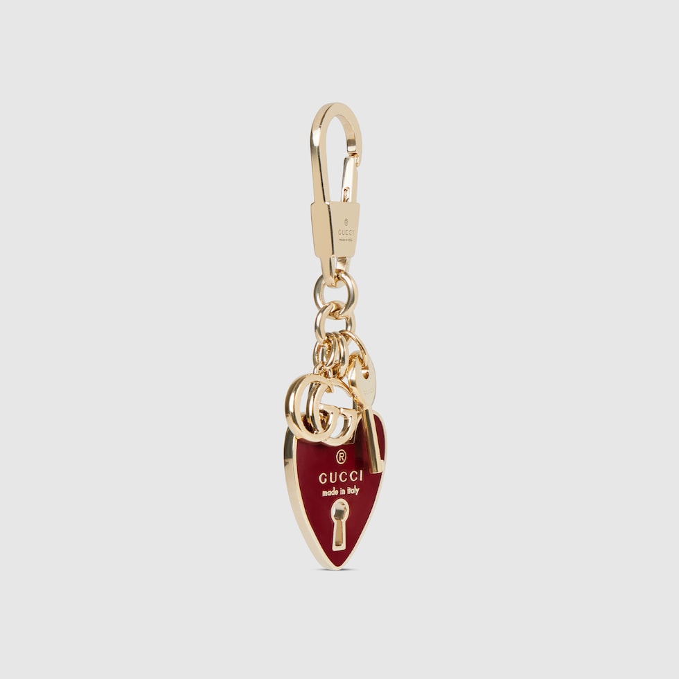 Heart-shaped keychain in Rosso Ancora red enamel | GUCCI® CZ