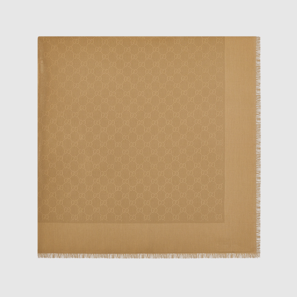 GG silk cotton jacquard shawl in beige | GUCCI® US