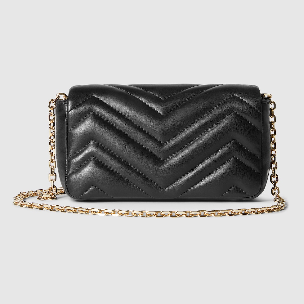 Mini sac à épaule GG Marmont en cuir noir | GUCCI® FR