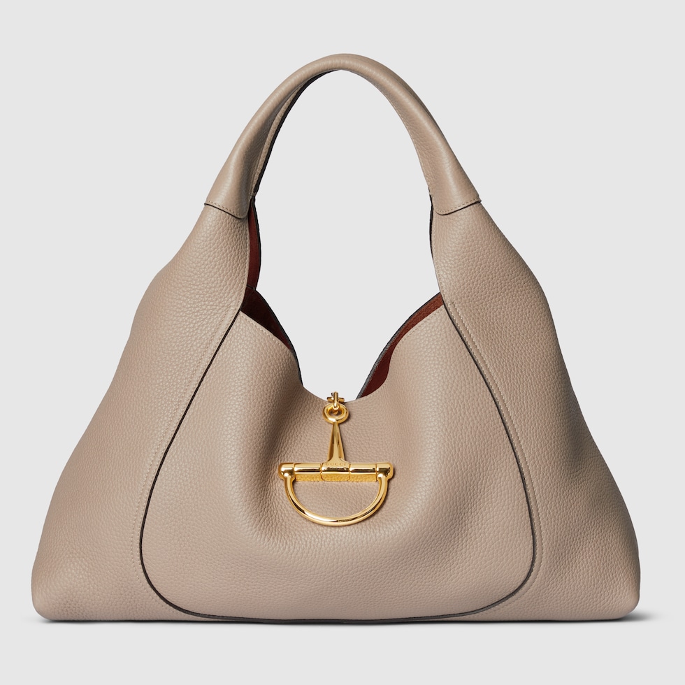 Gucci Softbit maxi shoulder bag in taupe leather | GUCCI® US