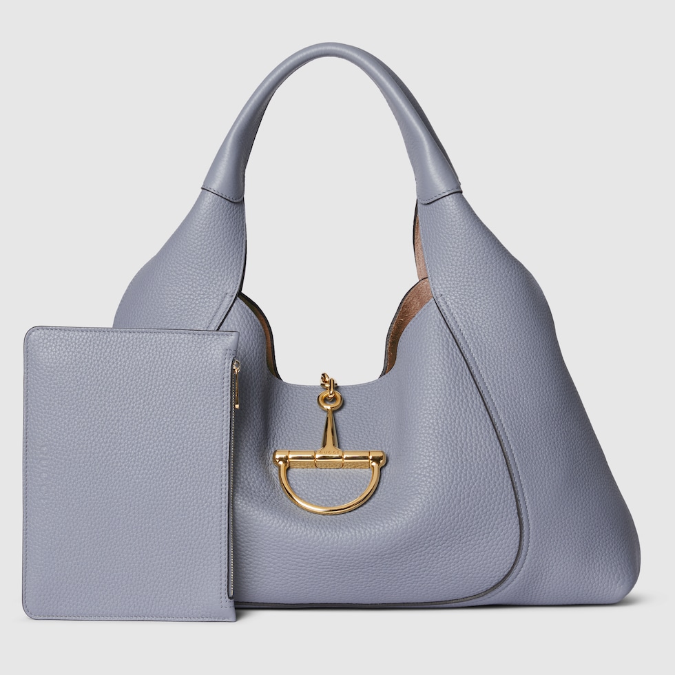 Gucci Softbit maxi shoulder bag in grey leather | GUCCI® RO