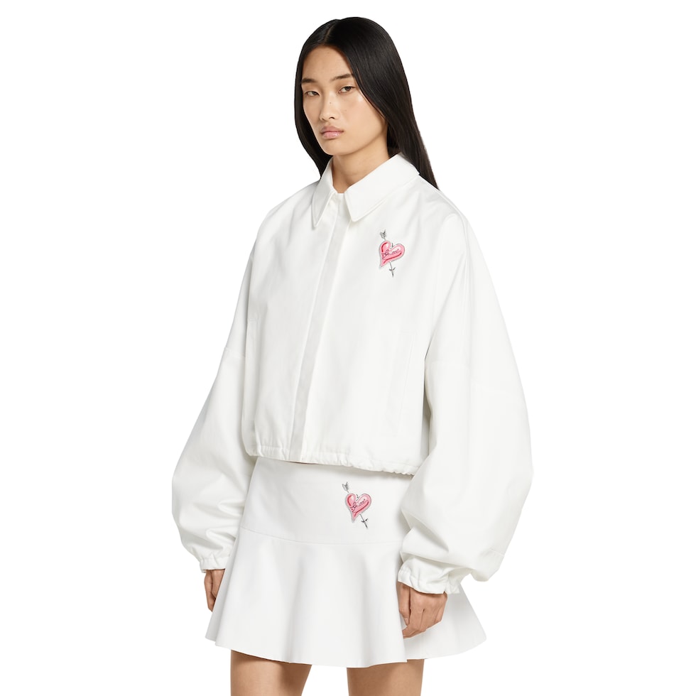 Cotton canvas jacket with patch in off white | GUCCI® US