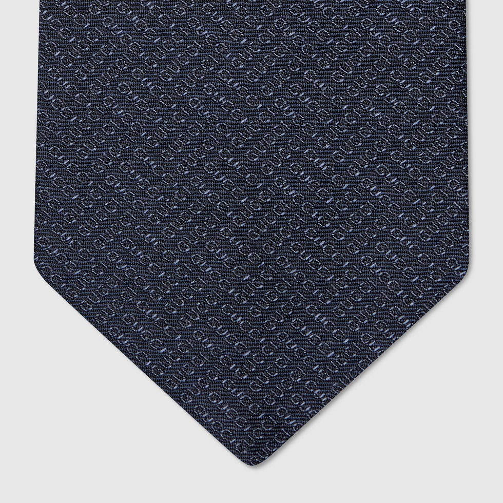 Cravate en jacquard de soie Gucci en bleu marine | GUCCI® FR