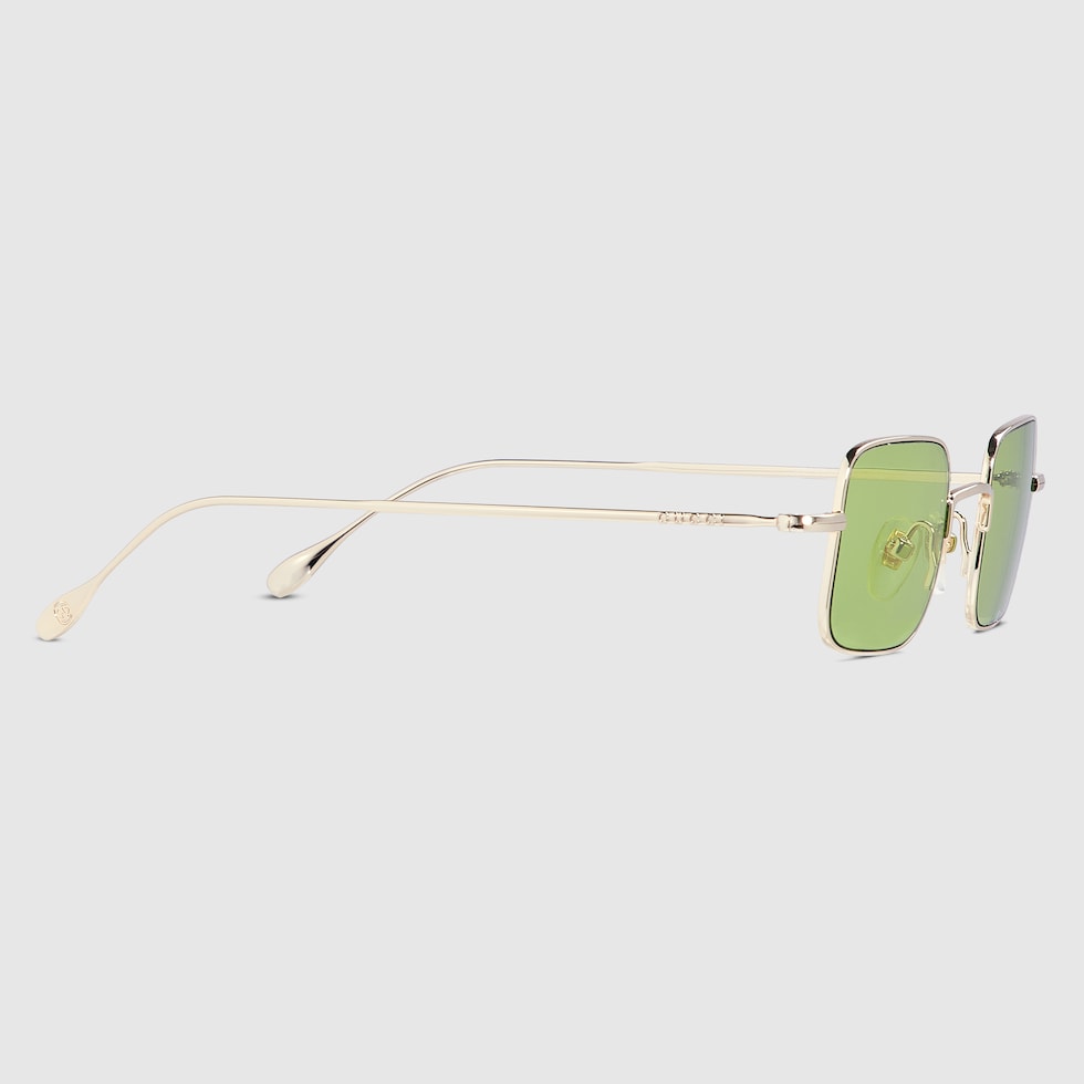 Square frame sunglasses in light gold-toned | GUCCI® US