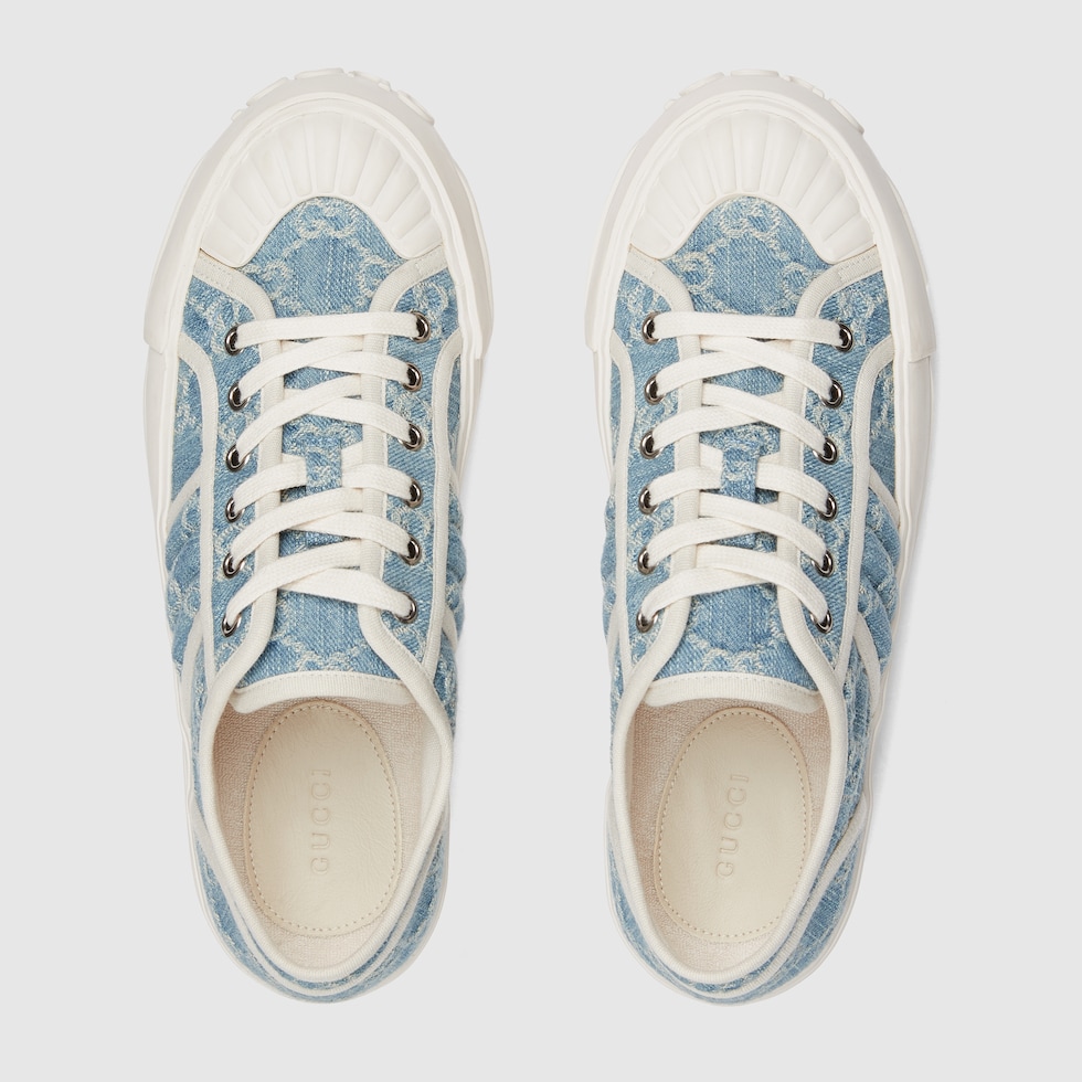 Women's chunky sneaker in light blue denim | GUCCI® CA