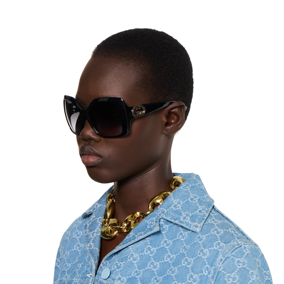 Square frame sunglasses in black | GUCCI® US