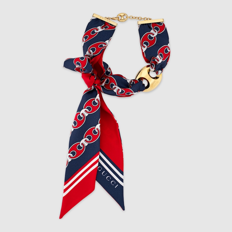 Gucci Marina Chain silk necklace in yellow gold-toned brass | GUCCI® UK