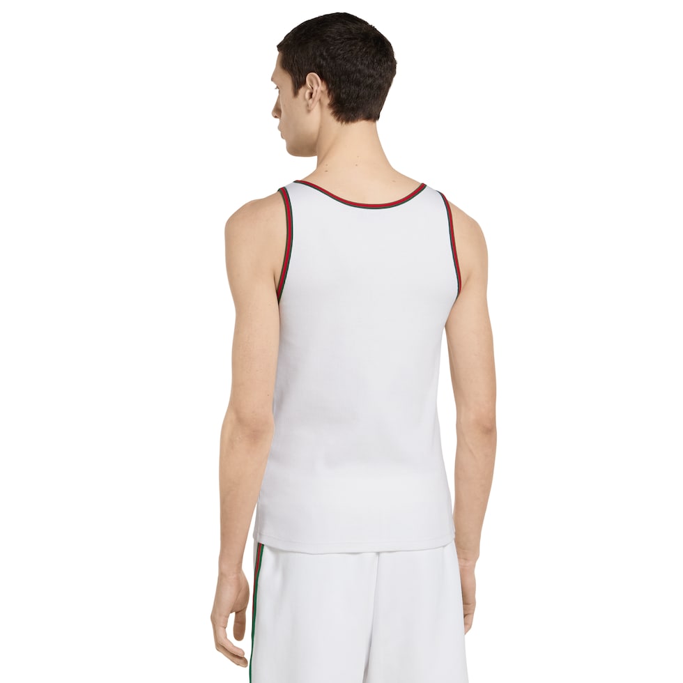 Rib cotton tank top with Web in white | GUCCI® US