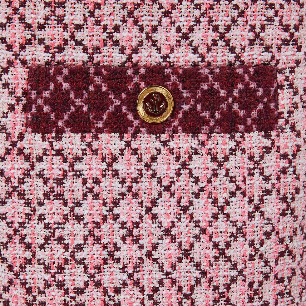 Diamond cotton bouclé dress in pink and burgundy | GUCCI® ZA