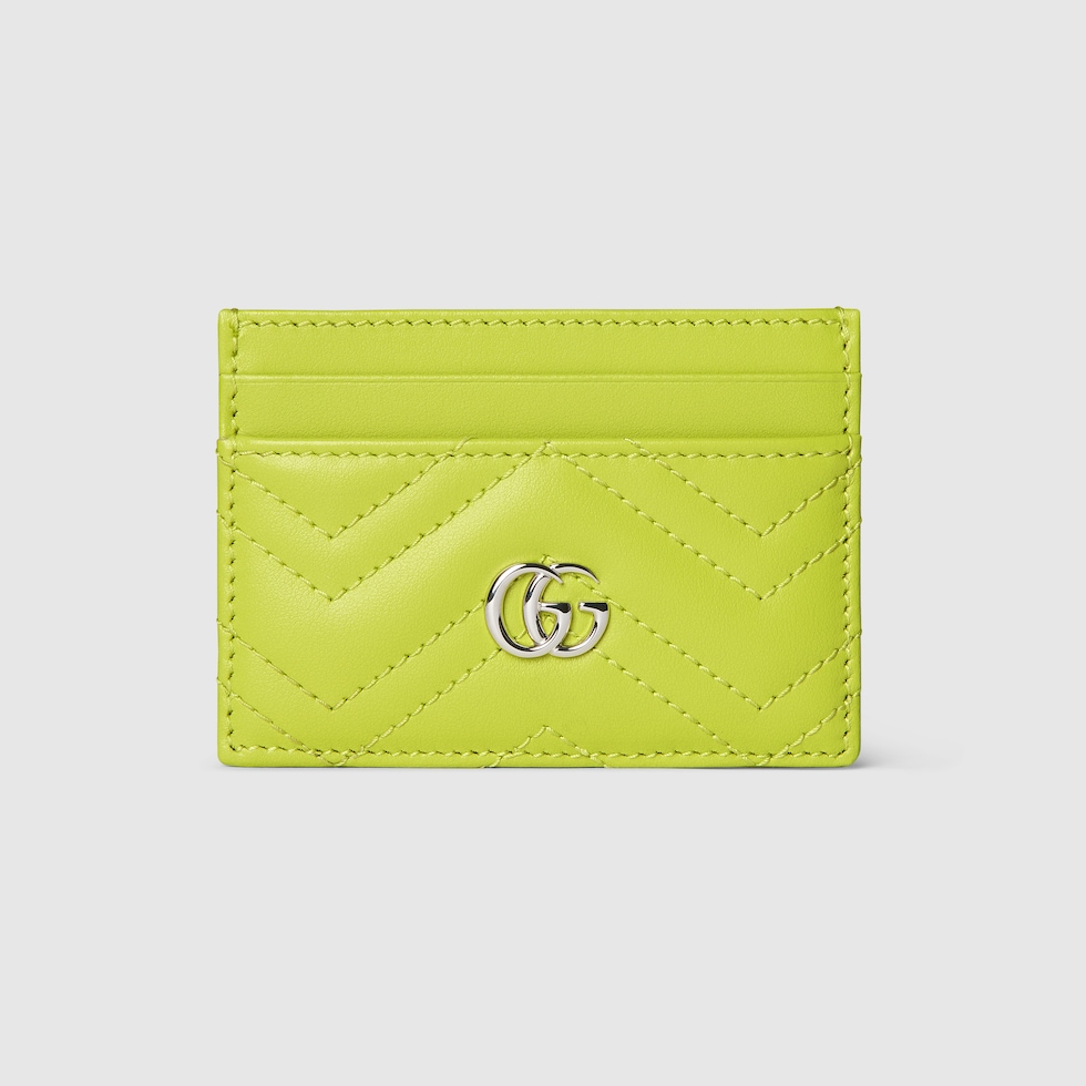 GG Marmont card case in bright green leather | GUCCI® NL