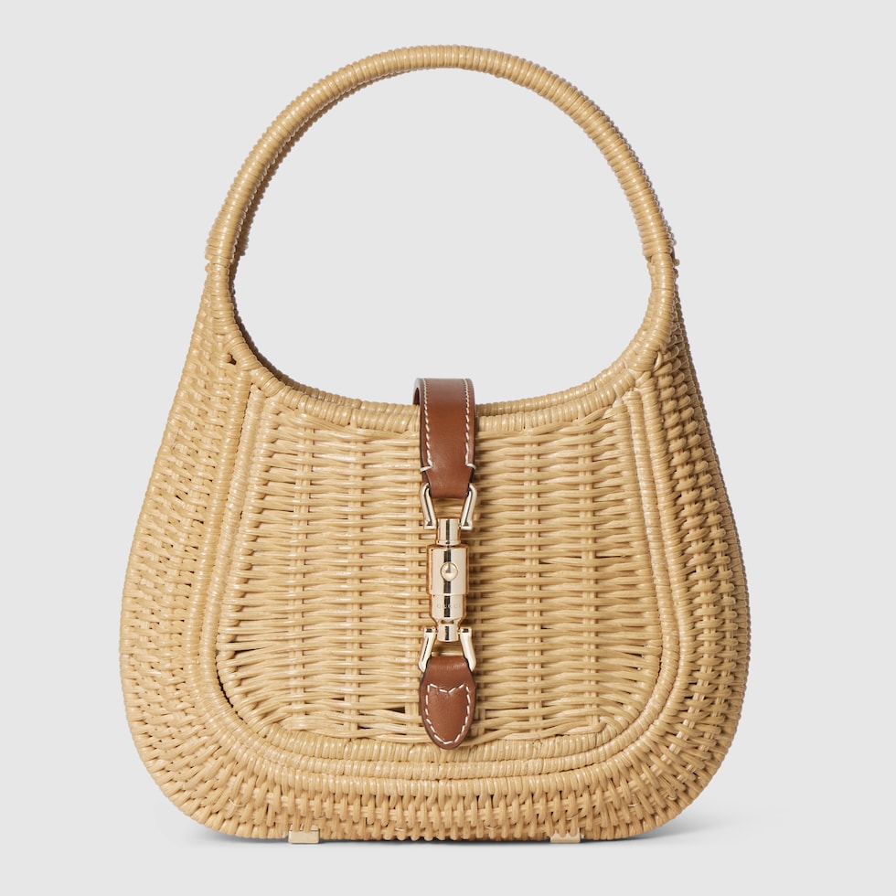 Gucci Jackie 1961 wicker small bag in natural jute | GUCCI® Canada