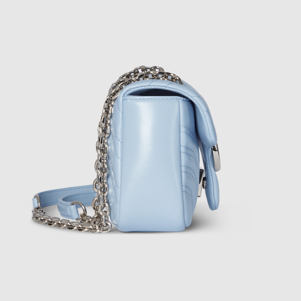 GG Marmont small shoulder bag in light blue leather | GUCCI® US