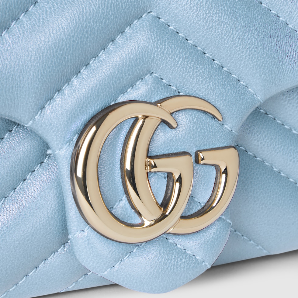 Mini sac à épaule GG Marmont en cuir bleu clair | GUCCI® BE