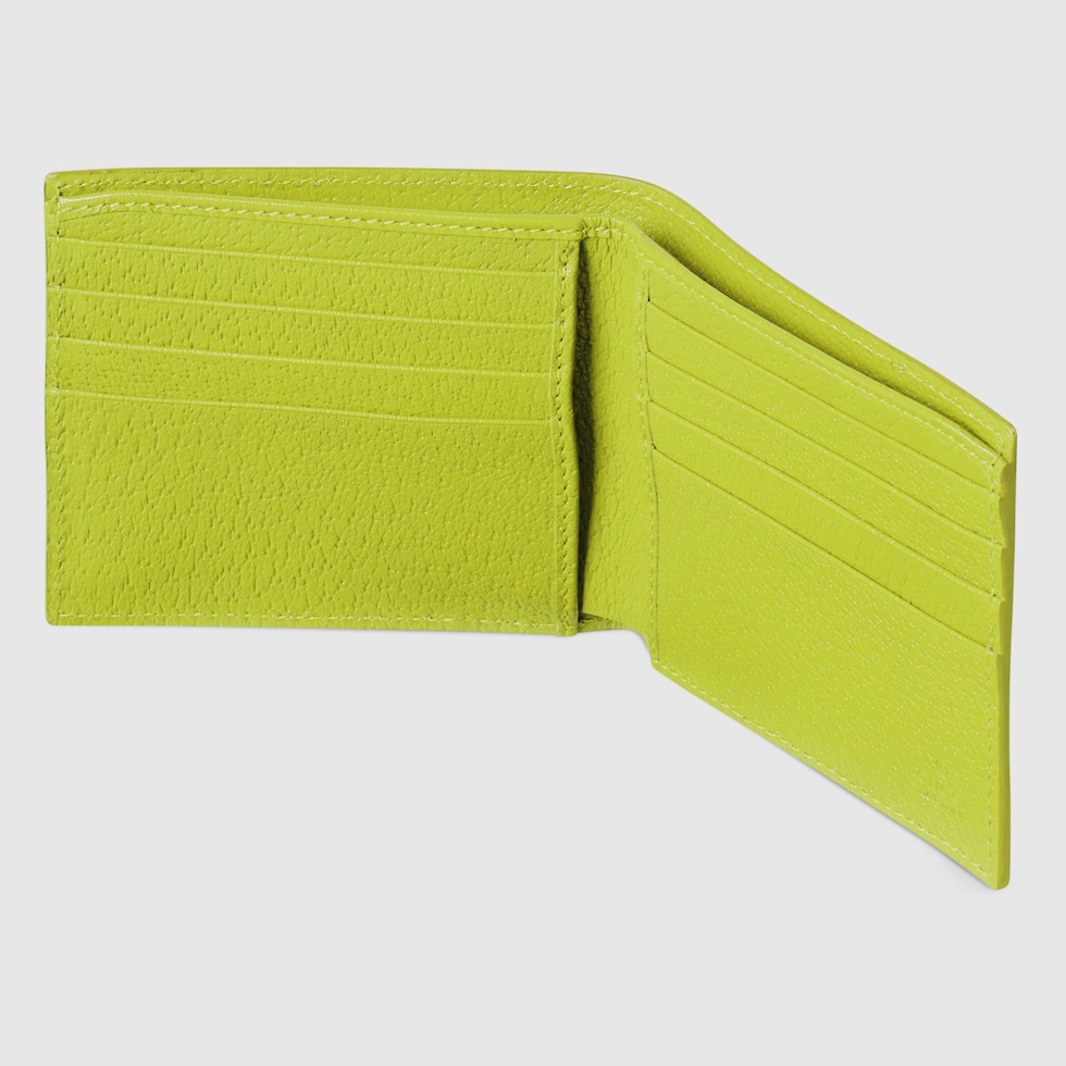 Acid green interior GG bi-fold wallet in beige and dark brown Supreme ...