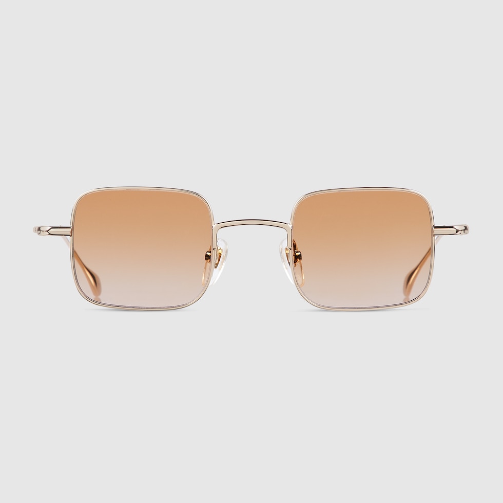 Square frame sunglasses in light gold-toned | GUCCI® US