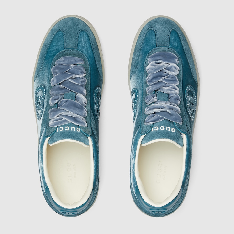 Women's G75 sneaker in dark teal velvet | GUCCI® CA