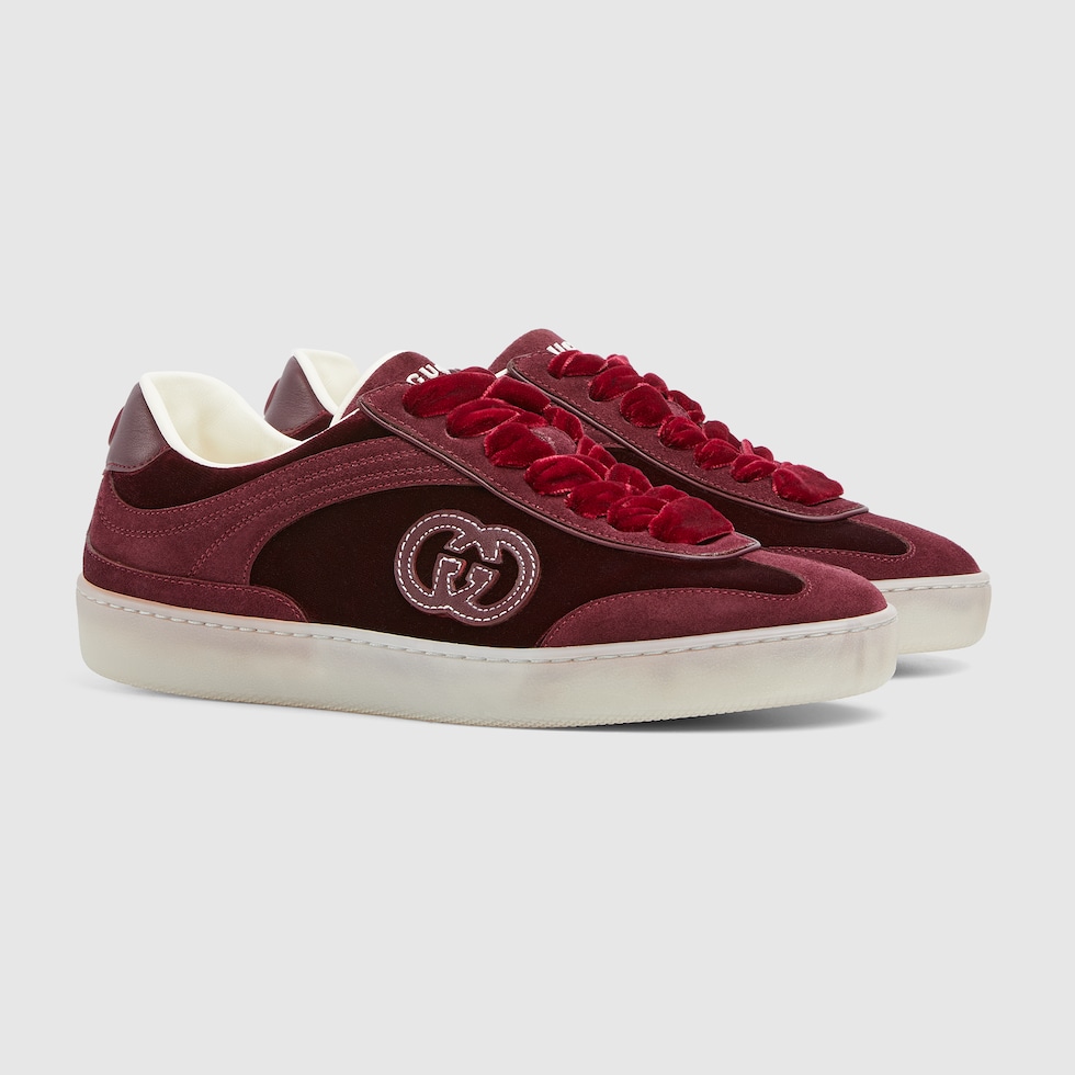 Women's G75 sneaker in bordeaux velvet | GUCCI® TH