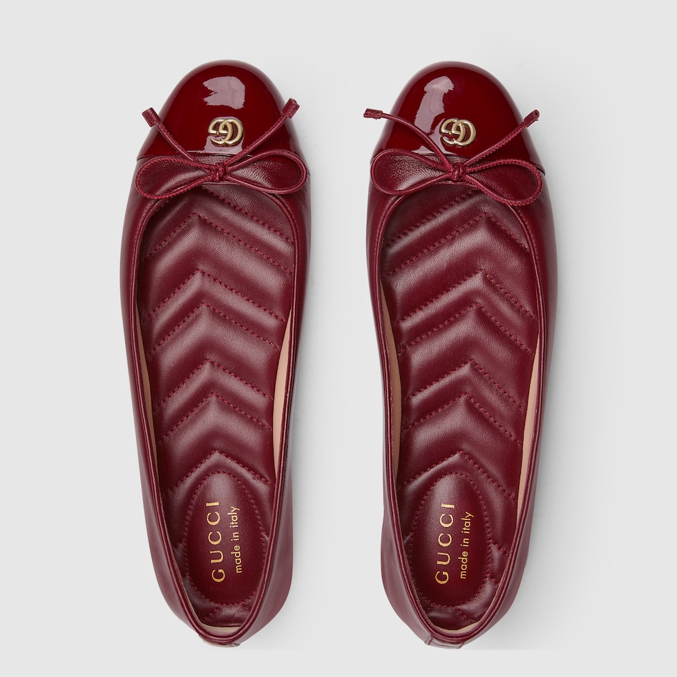 Women's ballet flat with Double G in Rosso Ancora red leather | GUCCI® NZ