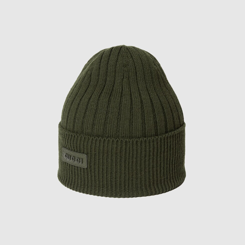 Cappello in lana con logo in verde bosco | GUCCI® IT