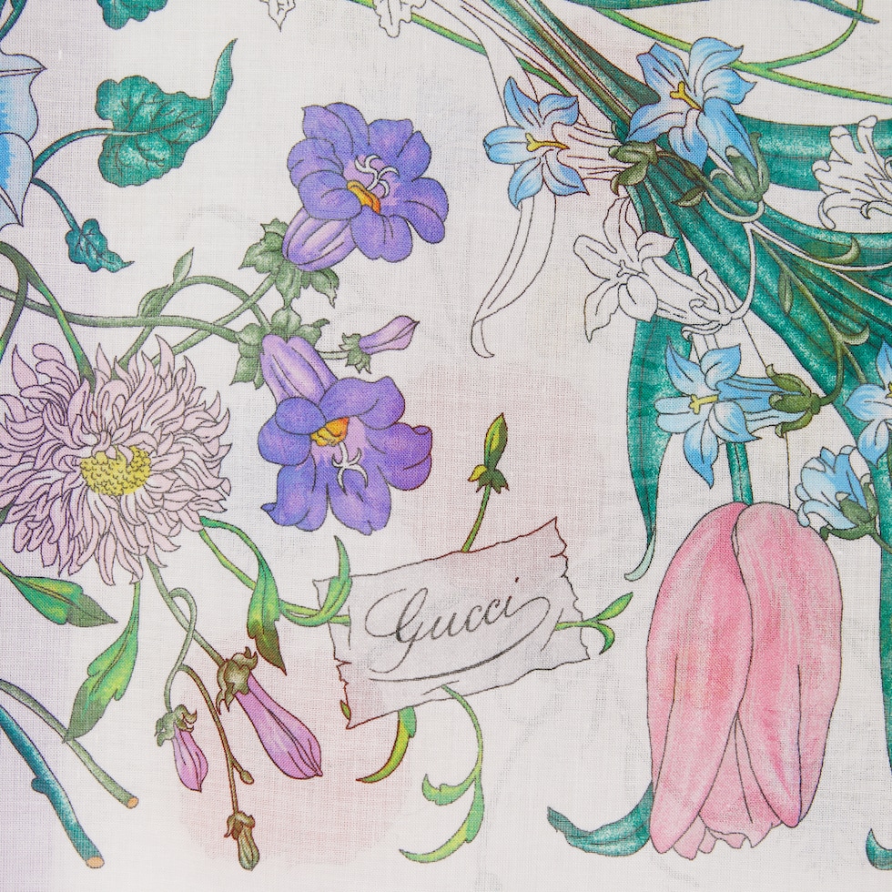 Paréo en coton à imprimé en blanc et lilas | GUCCI® Canada