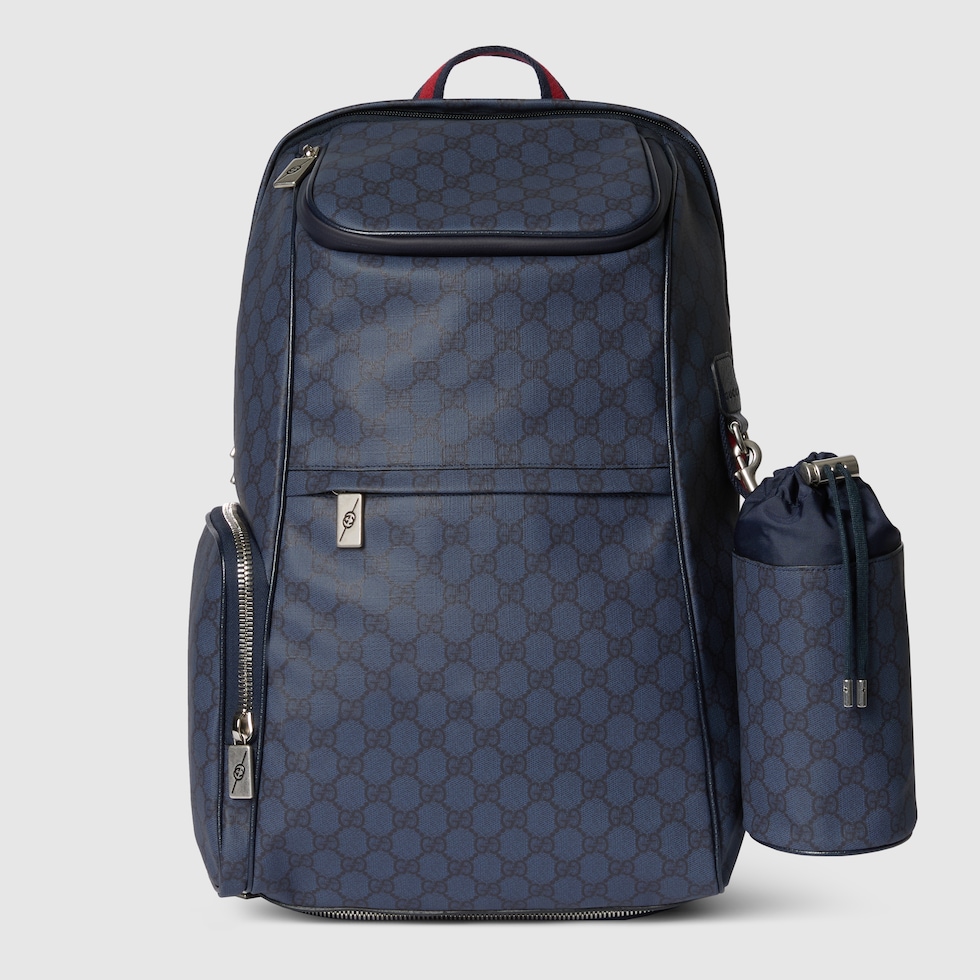 Medium backpack with Web in dark blue GG Supreme | GUCCI® TR
