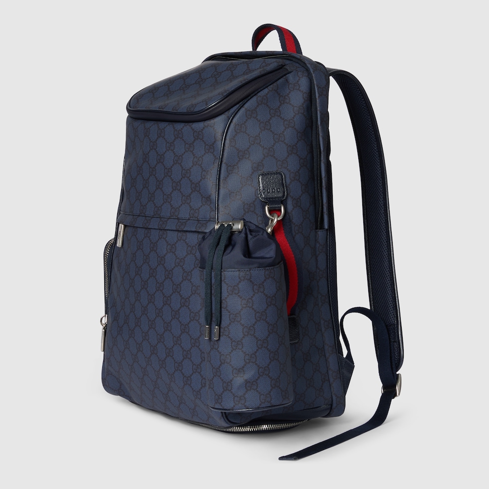 Medium backpack with Web in dark blue GG Supreme | GUCCI® TR