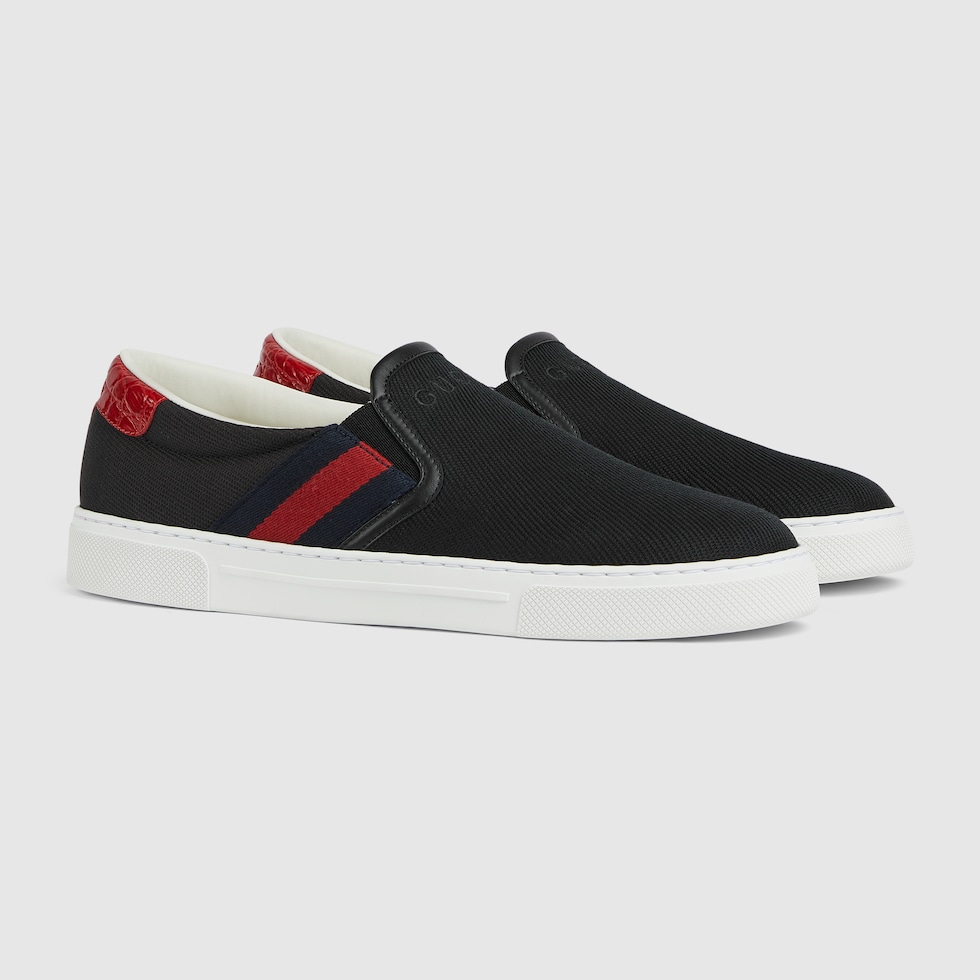 Men's Ace slip-on sneaker in black canvas | GUCCI® SE
