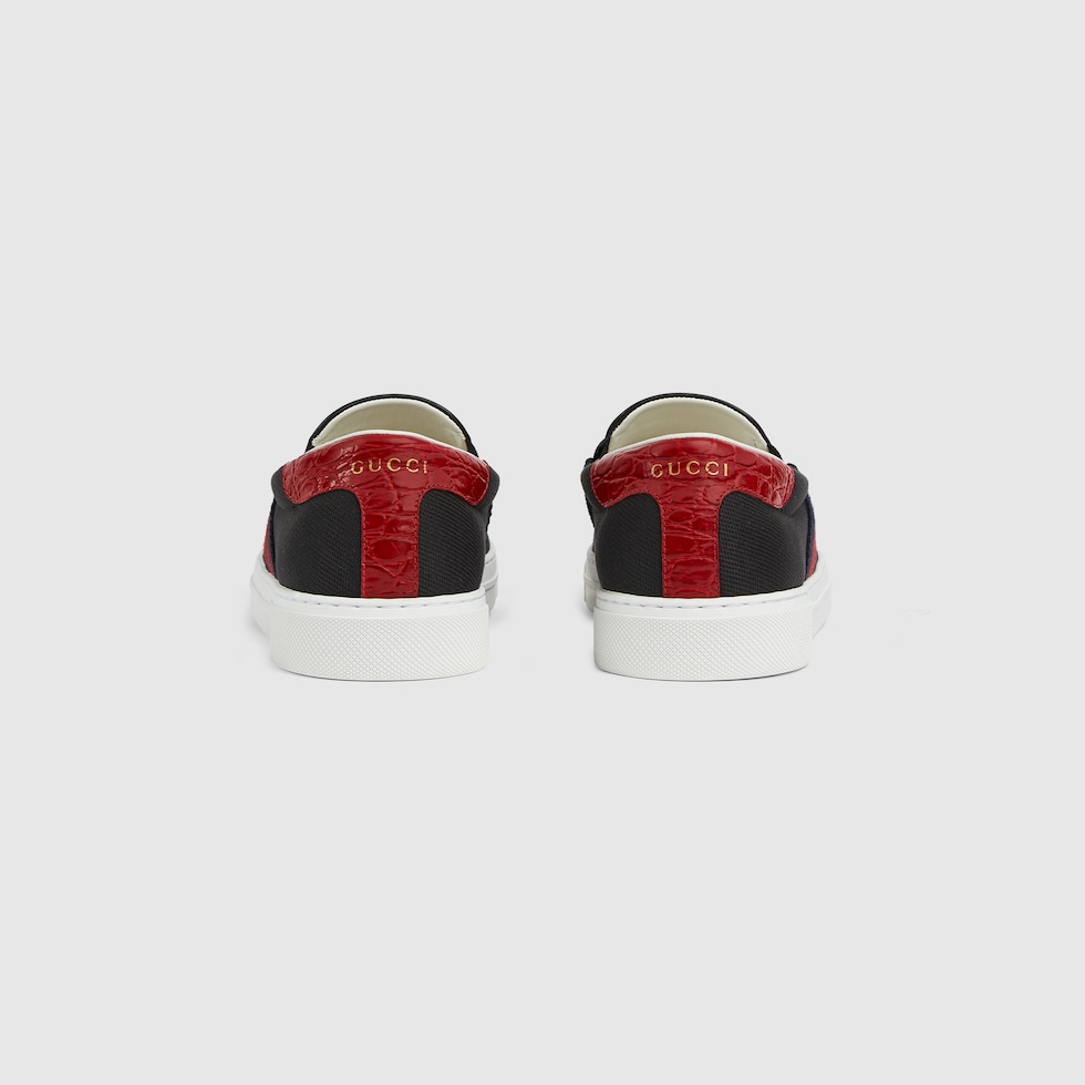 Men's Ace slip-on sneaker in black canvas | GUCCI® SE