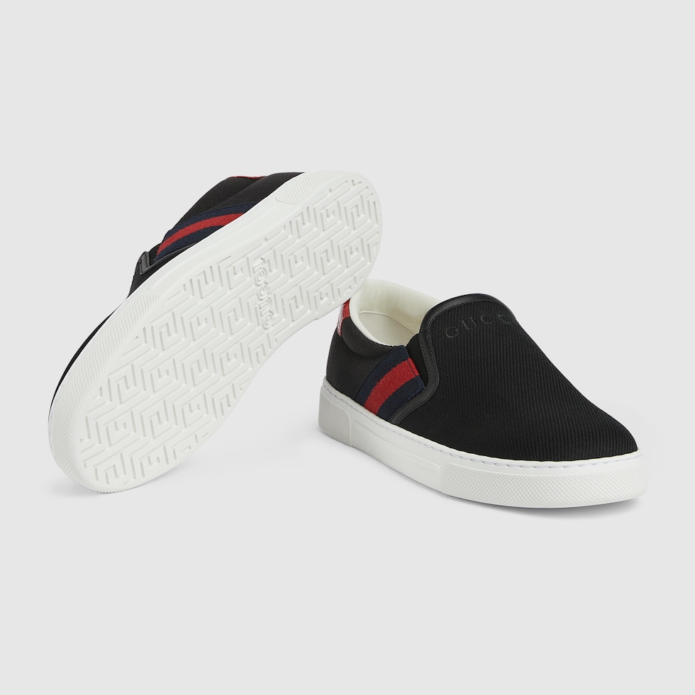 Men's Ace slip-on sneaker in black canvas | GUCCI® SE