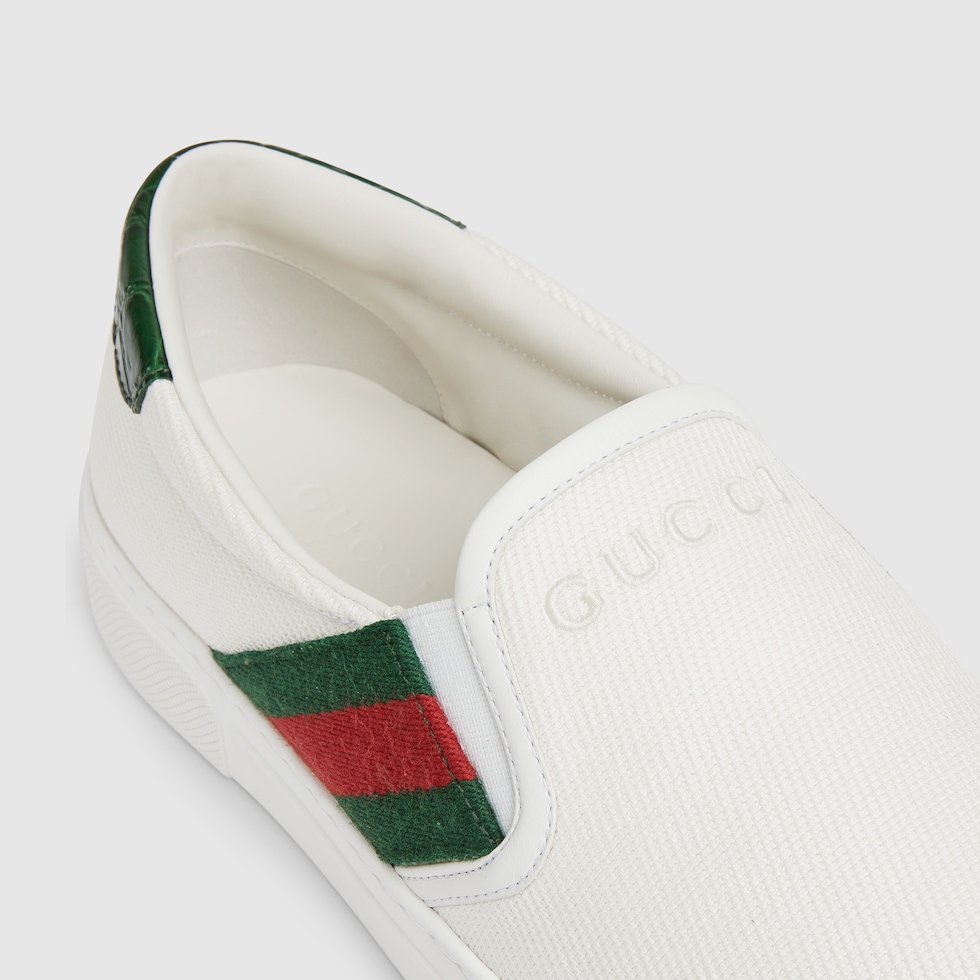 QA ®غوتشي |‎Men's Ace slip-on sneaker in white canvas