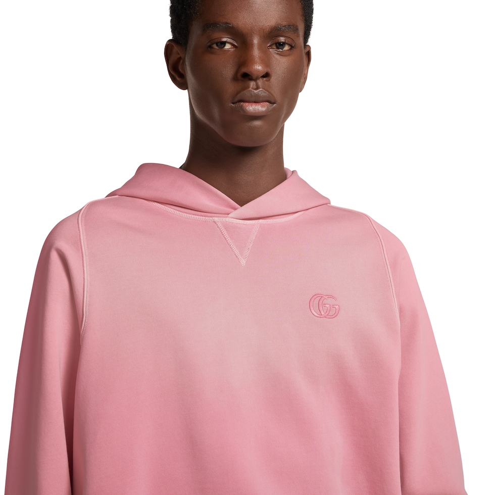 Cotton jersey sweatshirt with embroidery in pink | GUCCI® US