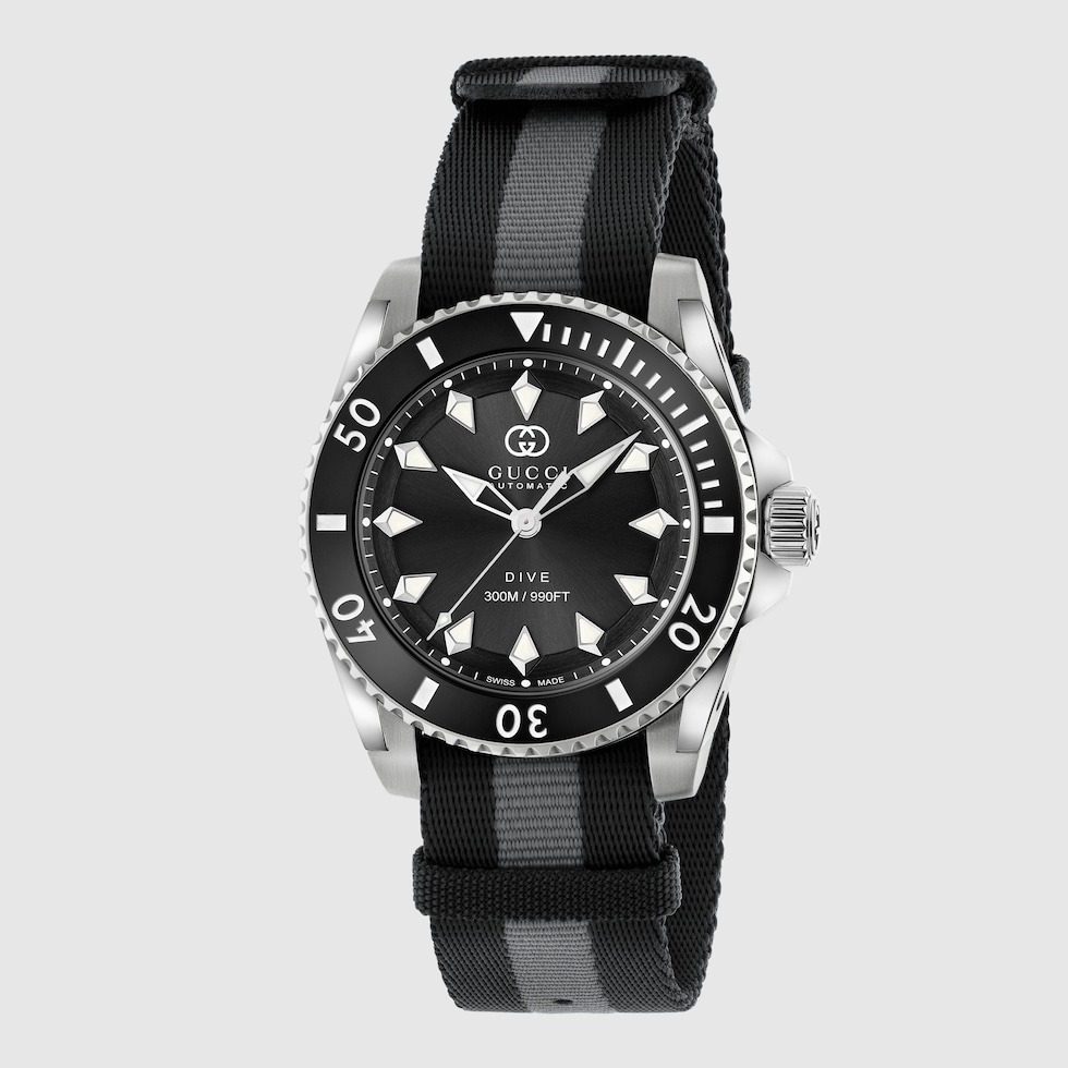 Gucci Dive watch, 40mm in black and grey nylon | GUCCI® US