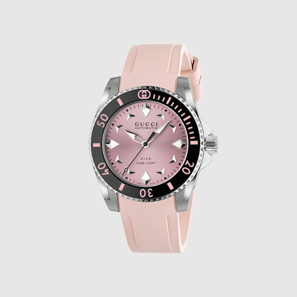Gucci Dive watch, 36mm in pink rubber | GUCCI® UK