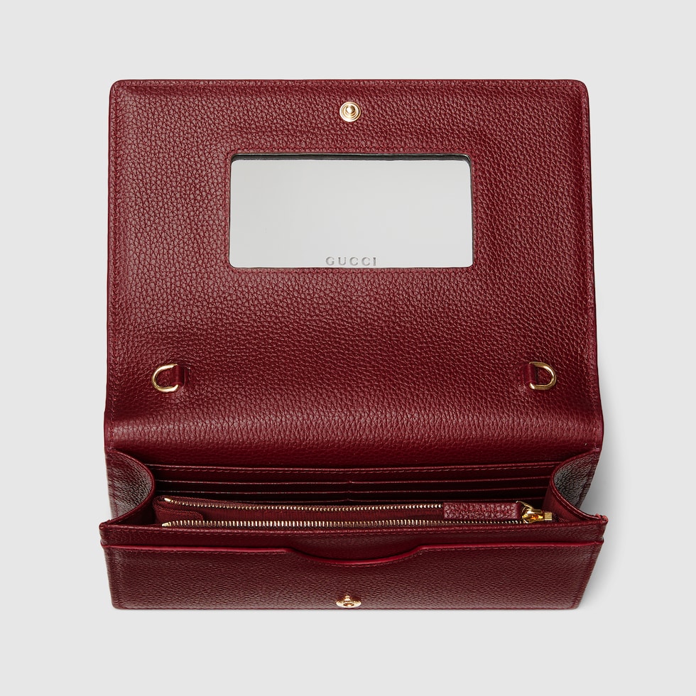 GG Marmont wallet on chain in black and red leather | GUCCI® US