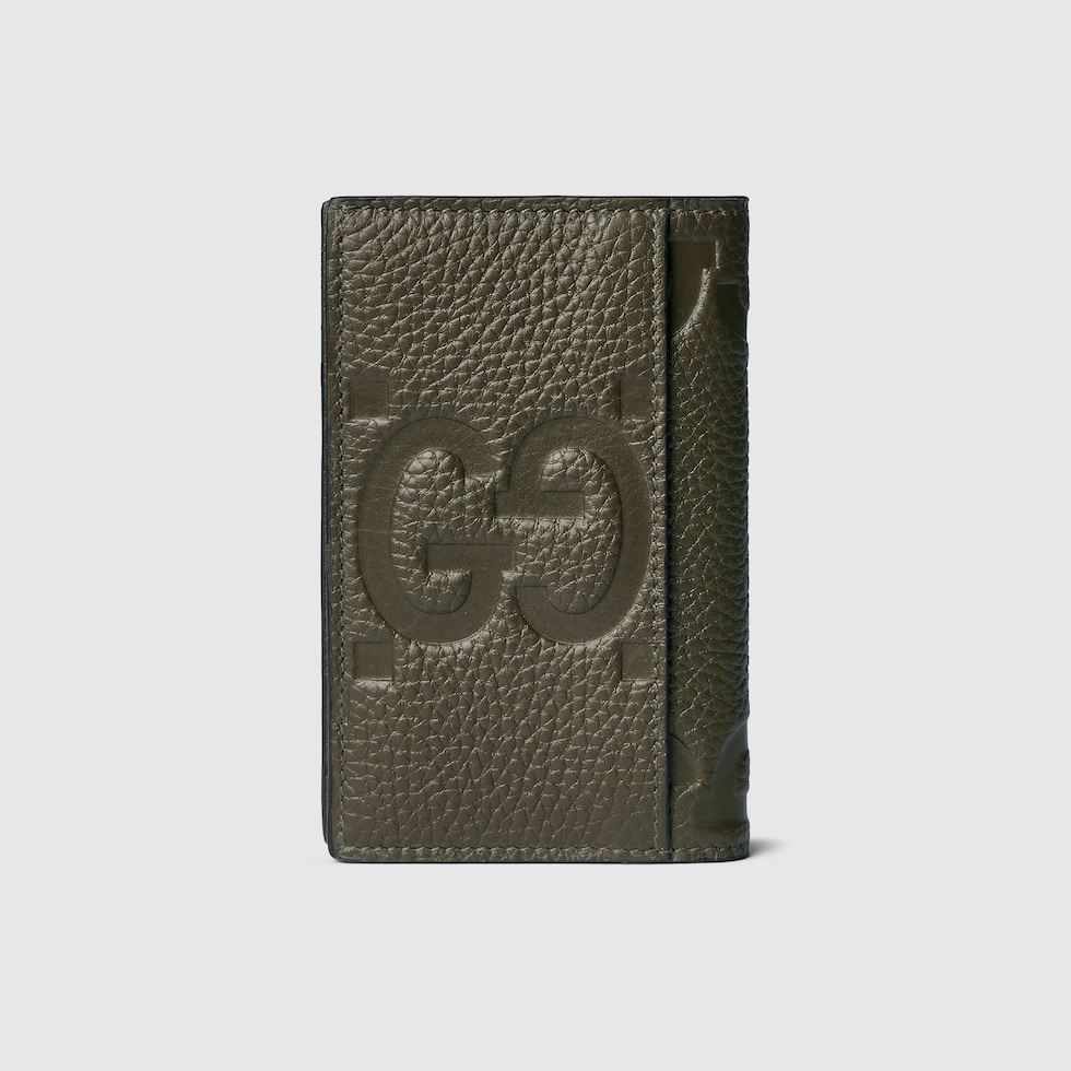 GG Jumbo long card case in dark green leather | GUCCI® AE