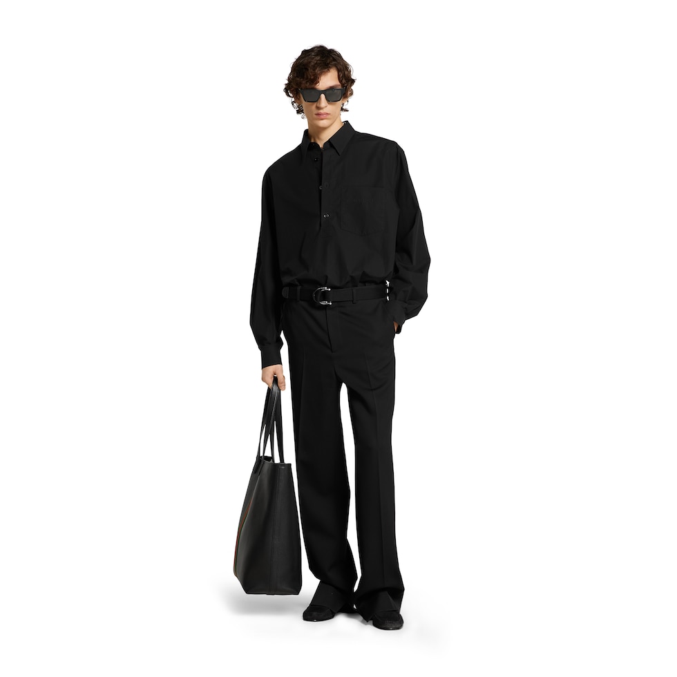 Wool gabardine pant with embroidery in black | GUCCI® TR