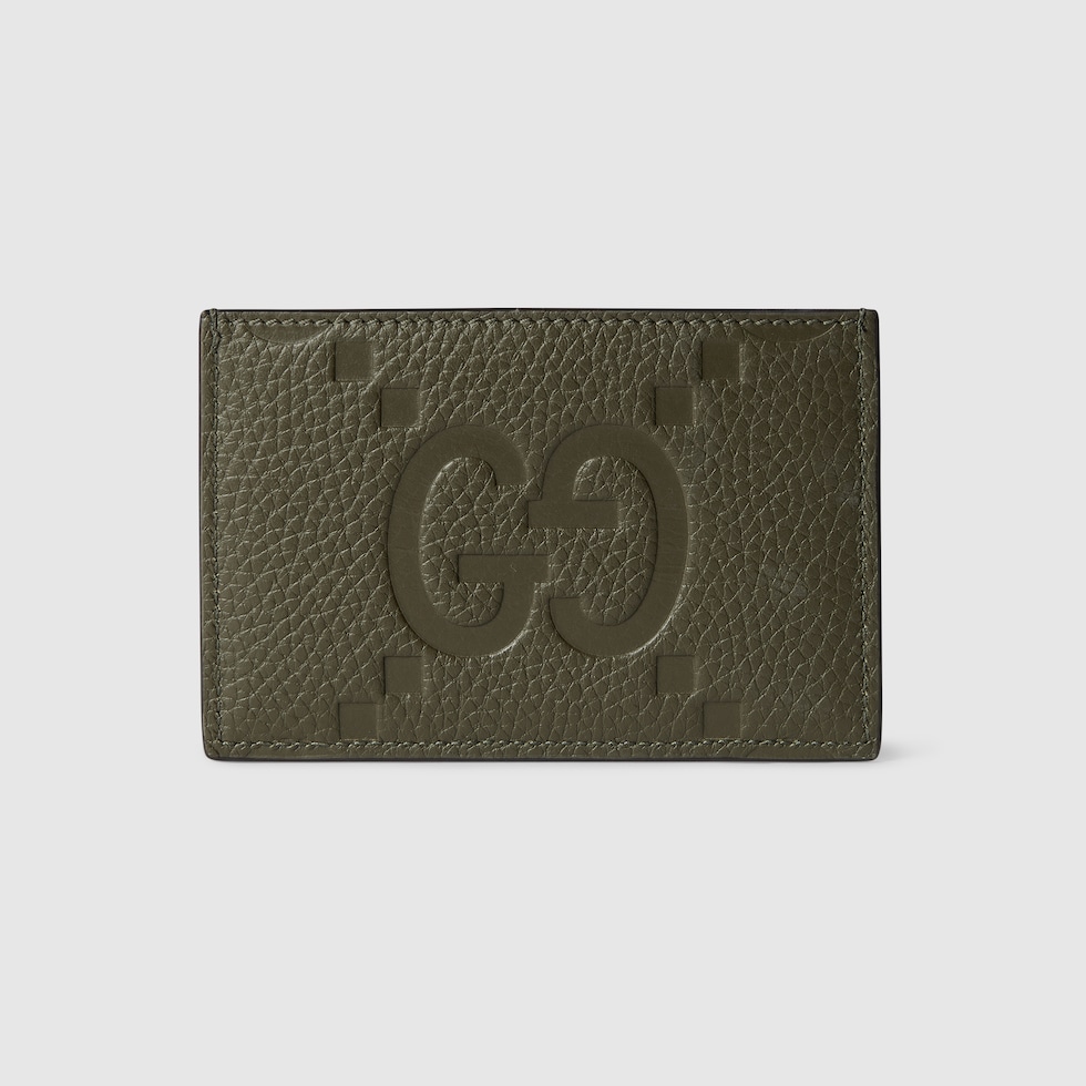 GG Jumbo card case in dark green leather | GUCCI® HU