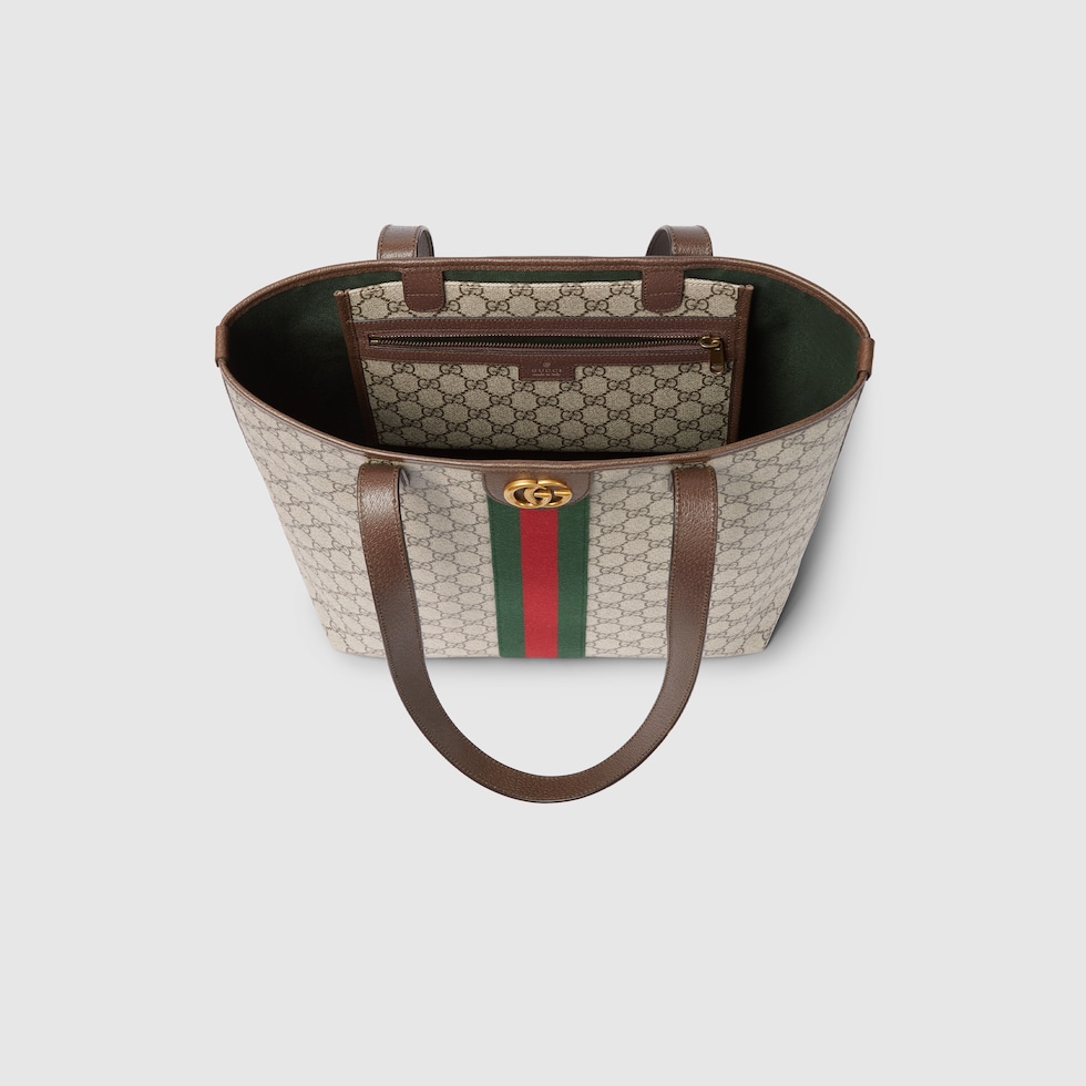 Ophidia medium tote bag in beige and brown GG fabric | GUCCI® US