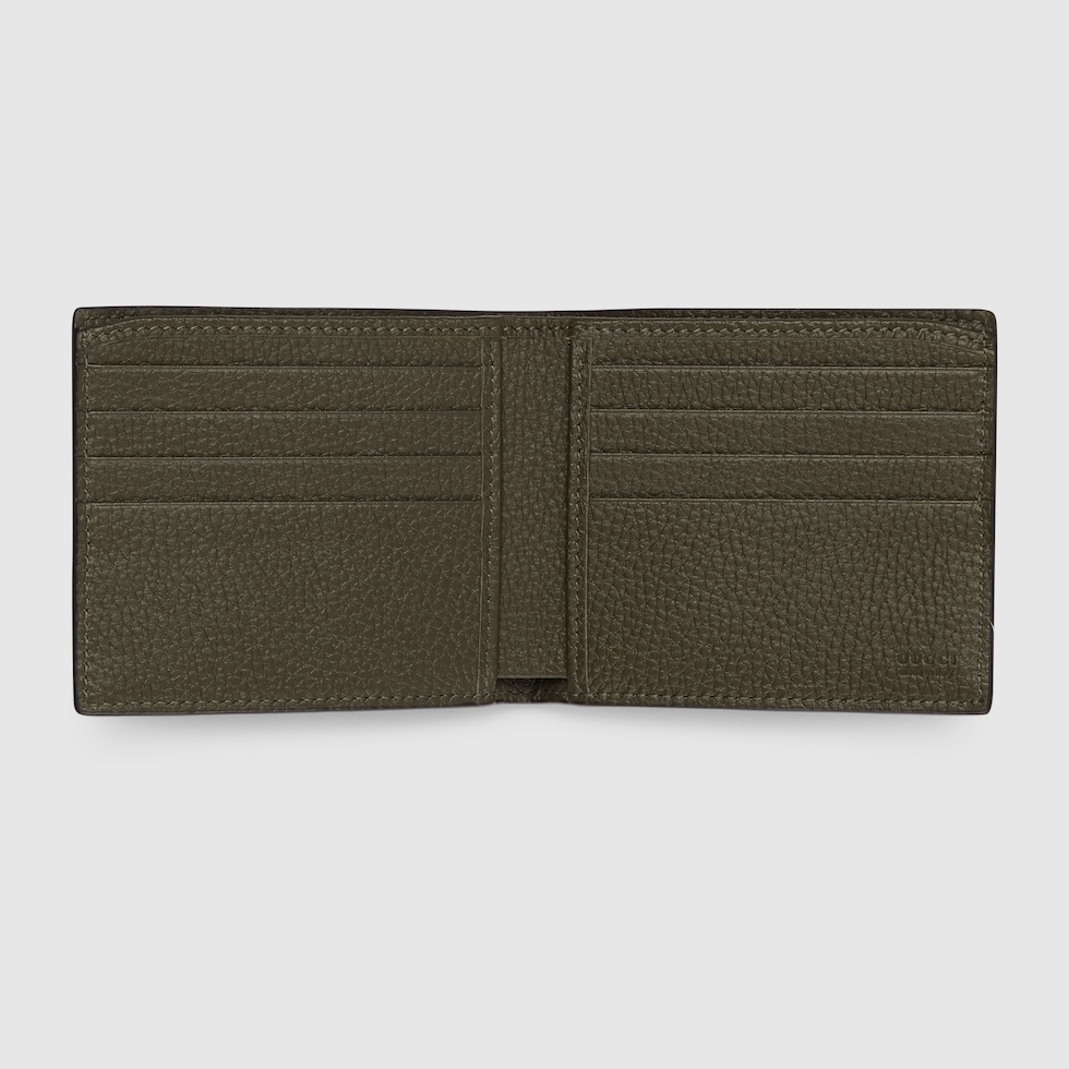 GG Jumbo bi-fold wallet in dark green leather | GUCCI® PT