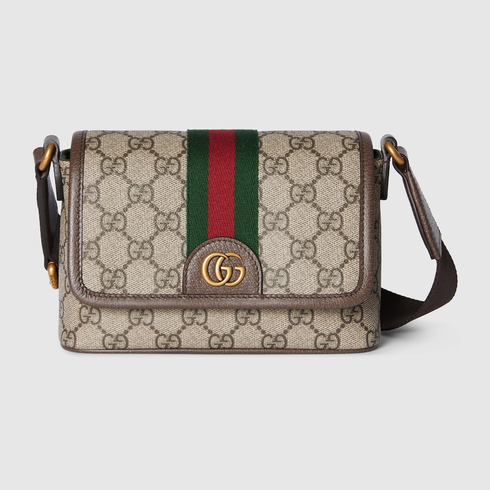 Ophidia mini bag in beige and dark brown fabric | GUCCI® SG