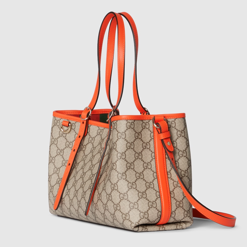 GG Emblem medium tote bag in beige and brown GG fabric | GUCCI® ZA