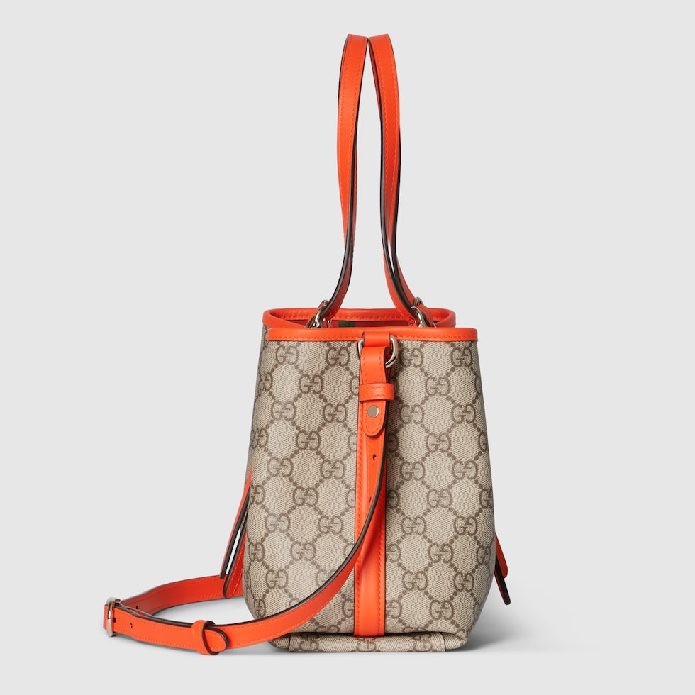 GG Emblem medium tote bag in beige and brown GG fabric | GUCCI® US