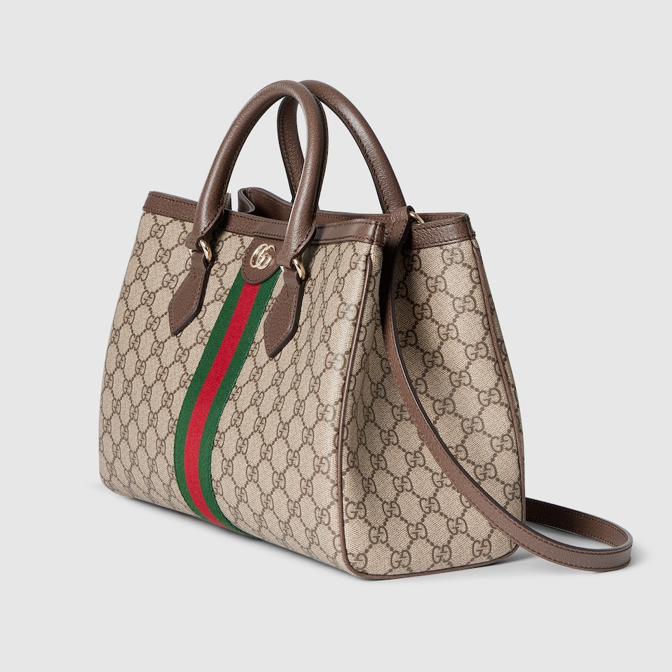 Ophidia medium tote bag in beige and brown GG fabric | GUCCI® US