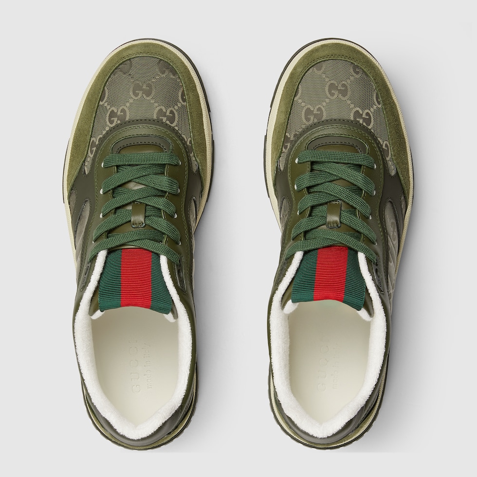 Men's Gucci Re-Web sneaker in dark green GG nylon | GUCCI® US