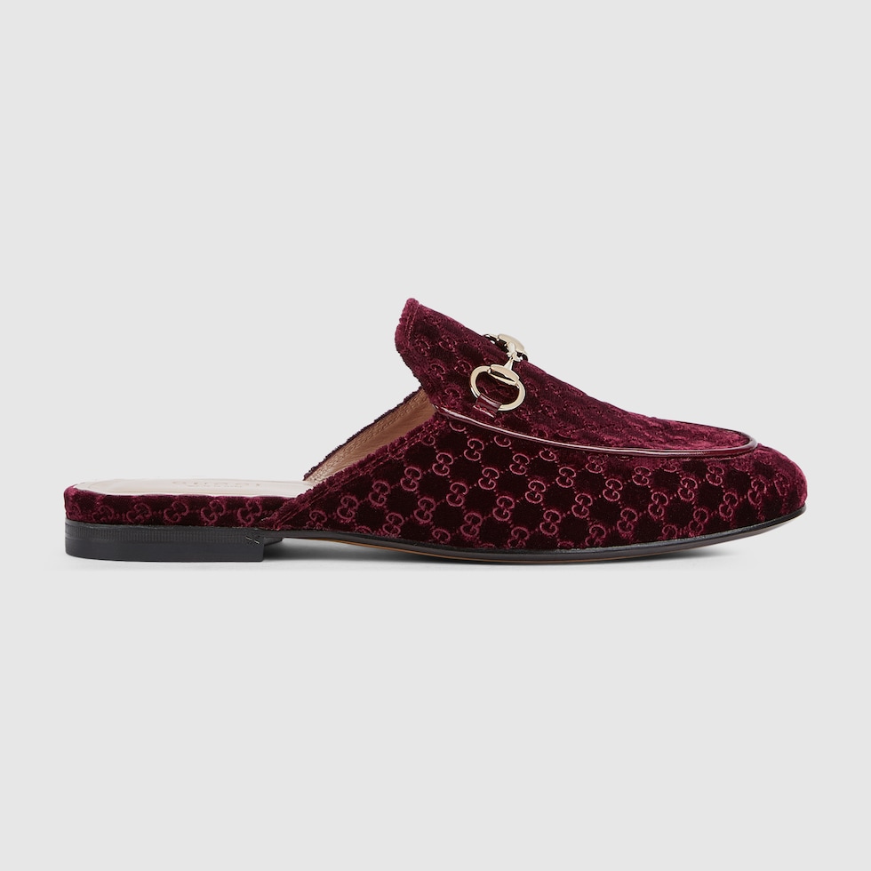 Women's Princetown slipper in bordeaux GG velvet | GUCCI® BE