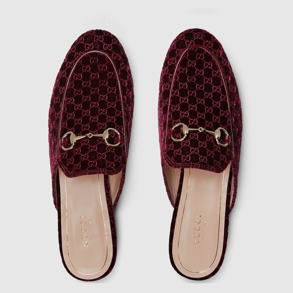 Women's Princetown slipper in bordeaux GG velvet | GUCCI® BE