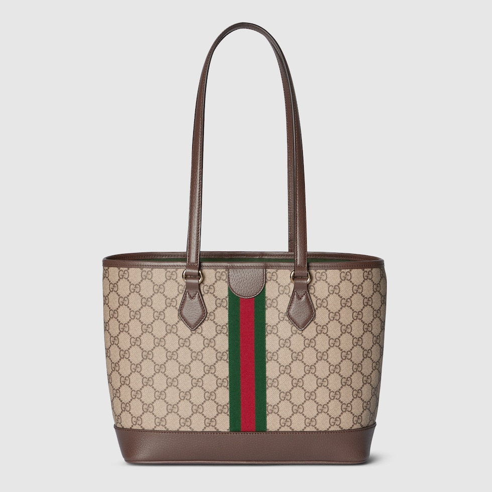 Ophidia medium tote bag in beige and brown GG fabric | GUCCI® AE