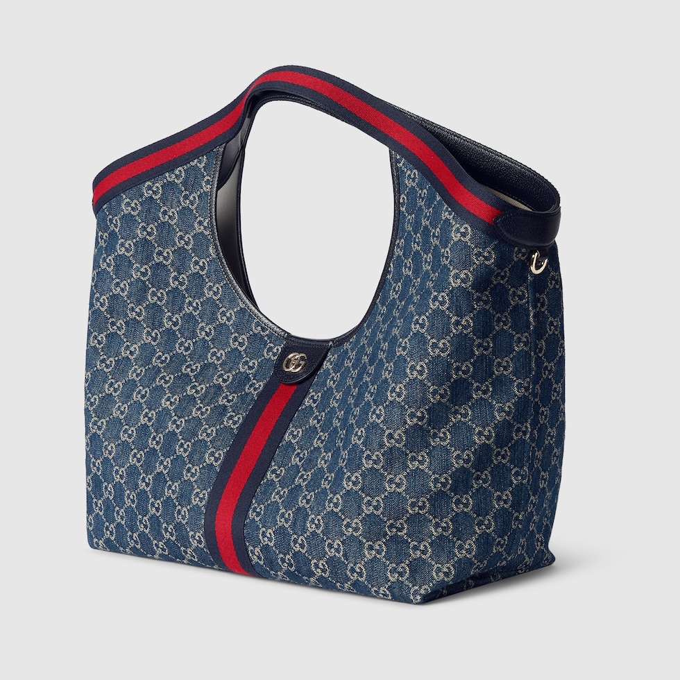 Bolsa tote grande Gucci Giglio en Mezclilla con GG de color azul y ...