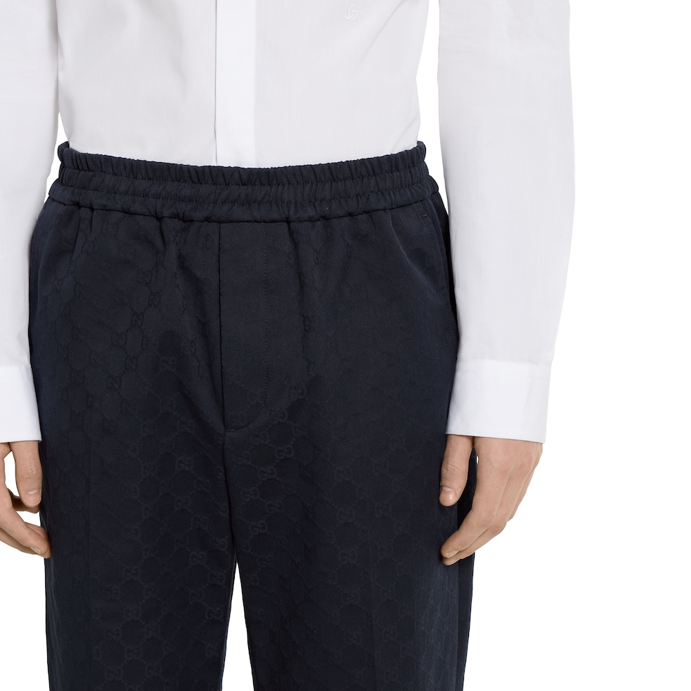 GG cottton gabardine pant in dark blue | GUCCI® US